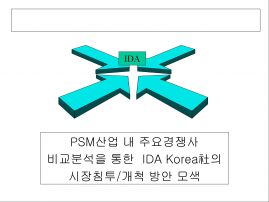 PSM산업내 주요경쟁사 비교분석을 통한  IDA Korea社의 시장침투/개척 방안 모색-1페이지