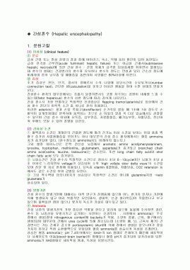 간성혼수(Hepatic encephalopathy)문헌고찰 및 간호-1페이지