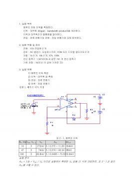 폐루프 이득 측정,이득‐대역폭 곱 측정,전압‐전류 변환기 실험결과-1페이지