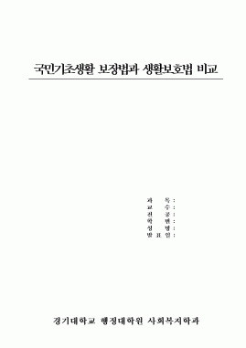 국민기초생활보장법과 생활보호법의 비교-1페이지