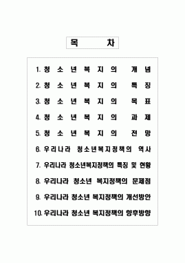 청소년 복지의 개념, 특징, 목표, 과제, 전망, 역사-1페이지