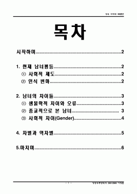 성차별에 관한 사회적 고찰-1페이지