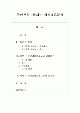 국민건강보험제도 정책내용분석-1페이지