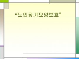 장기요양보호의 개념과 필요성 및 문제점과 장기요양보호제도의 발전 방향 발표자료-1페이지