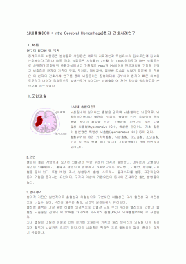 뇌내출혈(ICH : Intra Cerebral Hemorrhage)환자 간호사례연구-1페이지