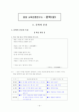 [국어 임용고시]중앙교육 문학 (상) - 교과서와 지도서 정리본-1페이지