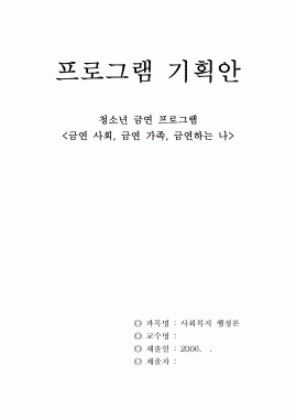 청소년 금연 프로그램 기획안 (금연 사회, 금연 가족, 금연하는 나)-1페이지