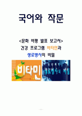 건강 프로그램 문화비평-1페이지