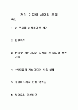 개인 미디어 시대의 도래와 문제점 및 개선방안-1페이지