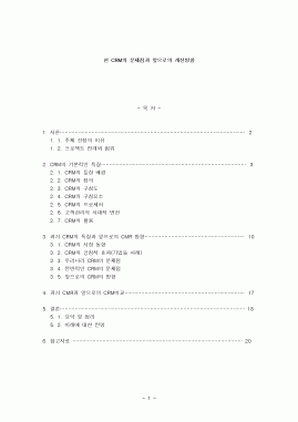 현 CRM의 문제점과 앞으로의 개선방향-1페이지