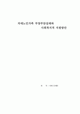 [사회 문제론] 치매노인가족 부양부담실태와 사회복지적 지원방안-1페이지