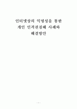 인터넷상의 익명성을 통한 개인 인격권침해 사례와 해결방안-1페이지