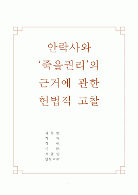 안락사에 대한 헌법적 고찰-1페이지