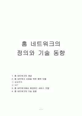 홈 네트워크의 정의와 기술 동향-1페이지