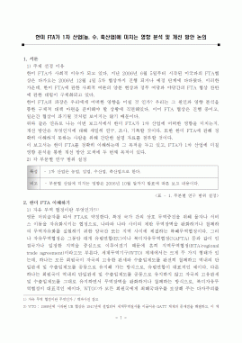 한미 FTA가 1차 산업(농업 , 수산업 , 축산업)에 미치는 영향 분석 및 개선 방안 논의-1페이지