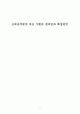 고위공무원단 제도 시행의 문제점과 해결방안-1페이지