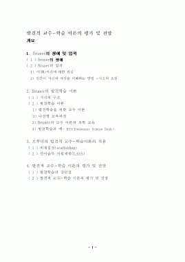 브루너의 발견적 교수-학습 이론의 평가 및 전망-1페이지