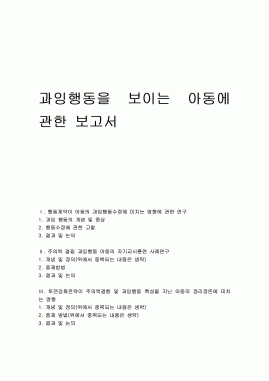 과잉행동을 보이는 아동에 관한 보고서-1페이지