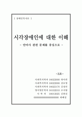 시각장애인에 대한 이해- 안마사 관련 문제를 중심으로 --1페이지