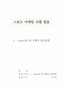 e - sports의 현 상황과 발전방향-스포츠 마케팅-1페이지