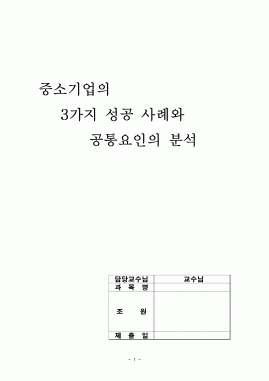 중소기업의  3가지 성공 사례와 공통요인의 분석-1페이지