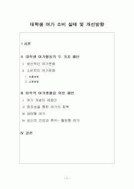 대학생 여가 소비 실태 및 개선방향-1페이지