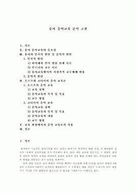 [유아 음악교육][유아교육][유치원교육]유아 음악교육 분석 고찰(유아 음악교육의 중요성, 유아의 인지적 발달 및 음악적 발달, 오르프와 코다이의 음악 교육론, 교육 현장에서의 음악 교육론의 적용)-1페이지