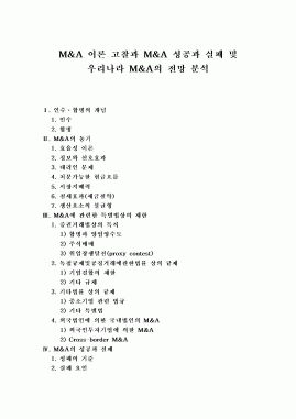 [M&A][기업인수합병]M&A(기업인수합병)이론 고찰과 M&A(기업인수합병) 성공과 실패 및 우리나라 M&A(기업인수합병)의 전망 분석(M&A(기업인수합병) 성공,실패, M&A(기업인수합병) 역사,사례)-1페이지