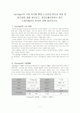 Easibag사의 사례 분석을 통해 노조파업 원인과 대응 및 방지방법 등을 알아보고, 해외진출과정에서 현지 노동자들과의 관계에 대해 알아보시오.-1페이지