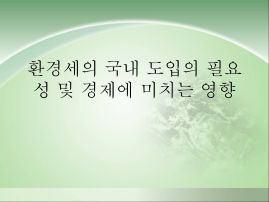 환경세의 국내 도입의 필요성 및 경제에 미치는 영향-1페이지