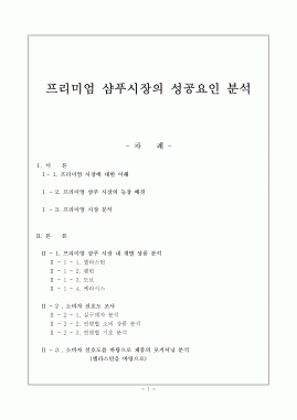 [마케팅] 프리미엄 샴푸시장의 성공요인 분석 (엘라스틴, 팬틴, 도브, 케라시스)-1페이지