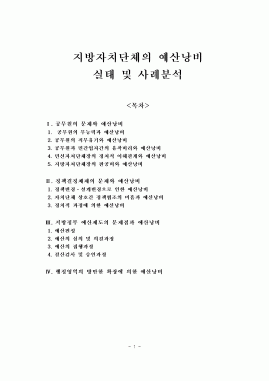 지방자치단체의 예산낭비 실태 및 사례분석 - 공무원의 문제와 예산낭비, 정책결정체제의 문제, 지방정부 예산제도의 문제점-1페이지