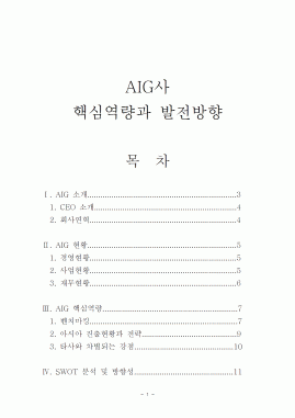 AIG사의 경영전략,핵심역량,발전방향,기업분석-1페이지