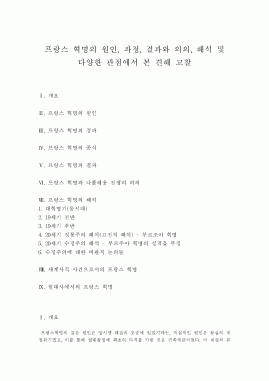 [프랑스 혁명]프랑스 혁명의 원인, 과정, 결과와 의의, 해석 및 다양한 관점에서 본 견해 고찰(프랑스 혁명의 결과, 프랑스 혁명의 해석, 세계사적 사건으로서의 프랑스 혁명, 현대사에서의 프랑스 혁명)-1페이지