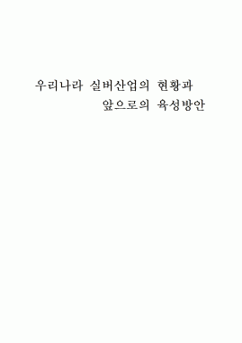 우리나라 실버산업의 현황과 앞으로의 육성방안-1페이지