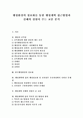 [행정환경][정보화][행정개혁][행정]행정환경의 정보화를 통한 행정개혁 접근방법과 실패의 경험이 주는 교훈 분석(한국행정환경, 행정개혁, 행정정보화, 전자정부, 행정개혁, 행정환경, 정보화, 행정, 행정혁신)-1페이지