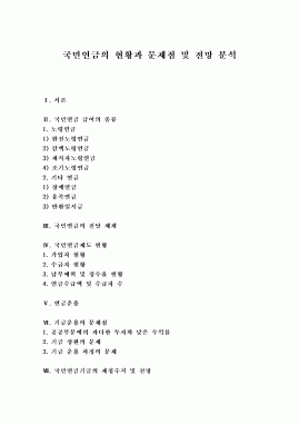 [국민연금][국민연금제도]국민연금의 현황과 문제점 및 전망 분석(국민연금 급여의 종류, 국민연금의 전달 체계, 국민연금제도 현황, 연금운용, 기금운용의 문제점, 국민연금기금의 재정수지 및 전망, 국민연금)-1페이지