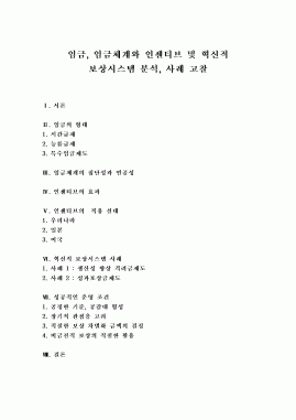 [임금][임금체계][인센티브][혁신적 보상시스템]임금, 임금체계와 인센티브 및 혁신적 보상시스템 분석, 사례 고찰(임금의 형태, 인센티브의 효과, 인센티브의  적용 실태, 혁신적 보상시스템 사례)-1페이지