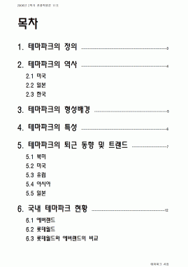 테마파크(놀이공원)의 정의,역사,배경,현황 및 사례분석-1페이지