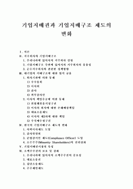 [기업지배권][기업지배구조 제도]기업지배권과 기업지배구조 제도의 변화(지주회사와 기업지배구조, 대기업 지배구조 법적 규율, 기업지배구조 제도변화, 기업지배권시장 육성, 소액주주권 보호 및 강화)-1페이지