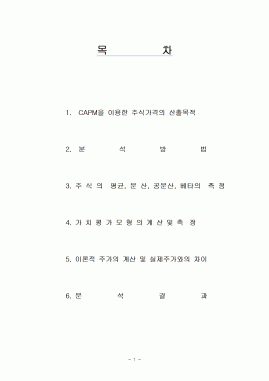 CAPM을 이용한 주가분석-삼성전자,현대자동차,POSCO,현대미포조선,SK사례-1페이지