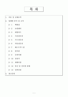 인천남동구소매업태이용상황(백화점,대형마트,편의점등의 13개 소매업태조사)-1페이지