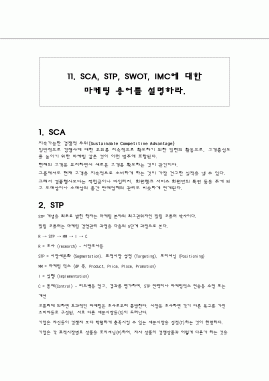 SCA, STP, SWOT, IMC에 대한 설명-1페이지