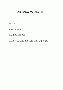 AC Servo Motor의 개요-1페이지