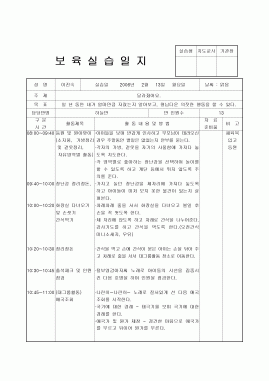 보육실습일지 한달동안 어린이집에서 보육실습하면서 실습일지 작성한 것입니다.-1페이지