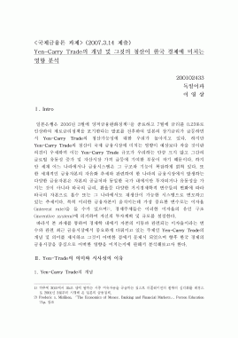 엔케리 Trade의 개념 및 등장배경과 한국 경제에 미치는 영향 분석-1페이지