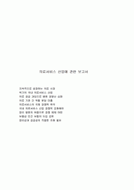  의료서비스 산업에 관한 보고서-1페이지