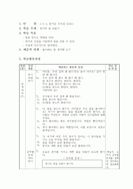 즐거운생활 지도안(을안)- 종이로 꽃 만들기-1페이지