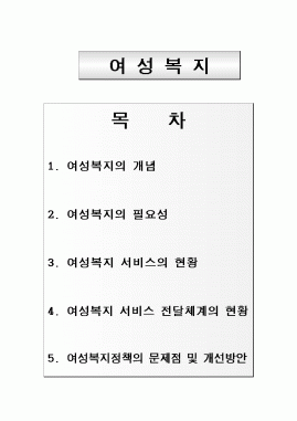 [사회복지] 여성복지 사회복지학개론 발표자료입니다.-1페이지