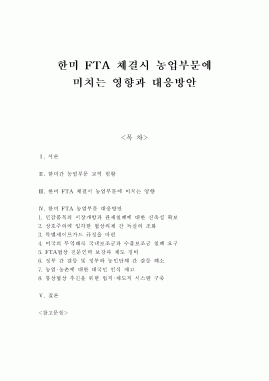 [A+평가 레포트]한미 FTA 체결시 농업부문에 미치는 영향과 대응방안-1페이지